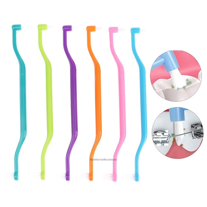Monobundle toothbrush double-sided, curved, blue