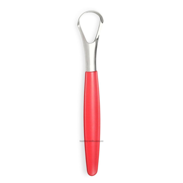 Stainless steel tongue scraper, Red