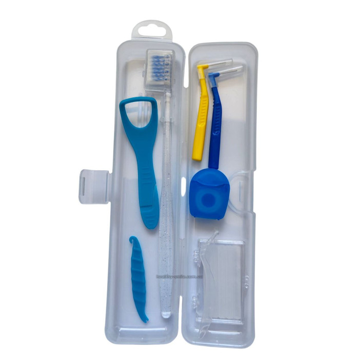 Orthodontic braces set in a transparent case