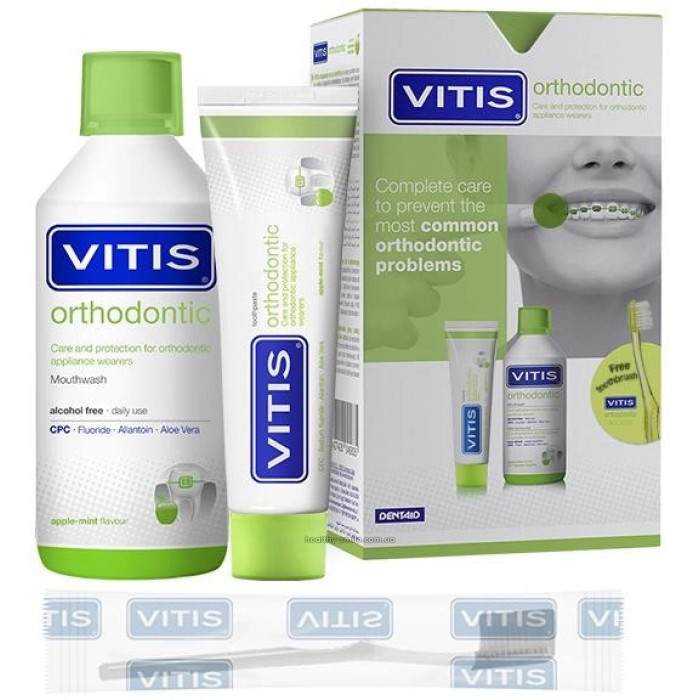 Set of Dentaid Vitis Orthodontic toothpaste 100 ml + rinse aid 500 ml ...