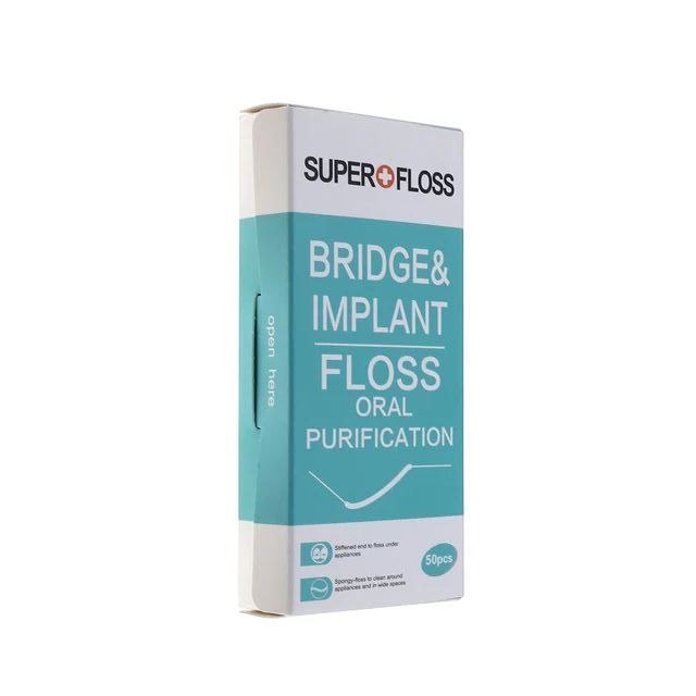 Super Floss Bridge and Implant superfloss dental floss, 50 pcs