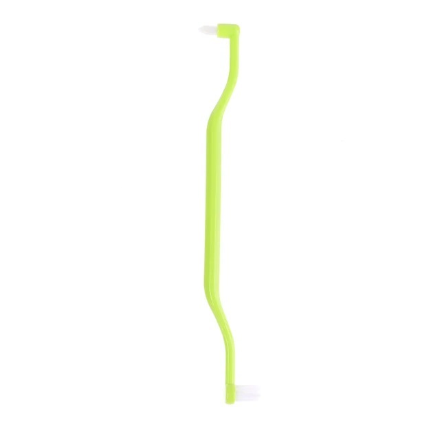 Double-sided monobundle toothbrush, curved, light green