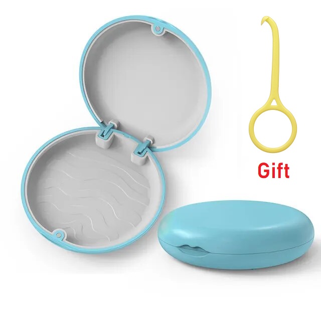Container for caps, aligners, retainers, magnetic, Blue