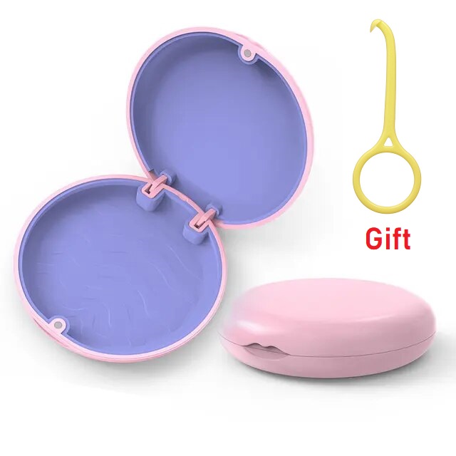Container for caps, aligners, retainers, magnetic, Pink