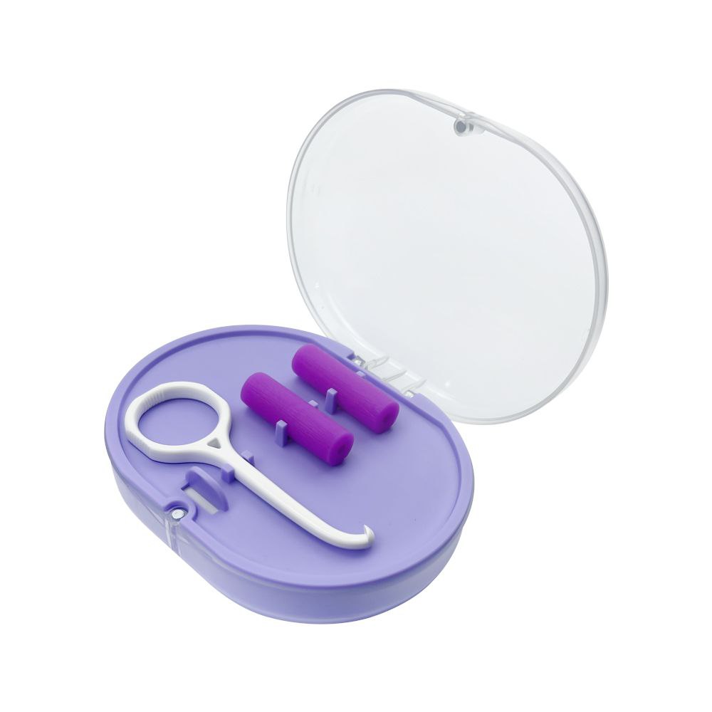 Two-level box for caps, aligners, retainers + 2 pads + 1 hook, Purple