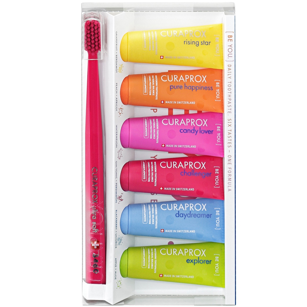 Curaprox BE YOU Set of toothpastes with six flavors and toothbrush CS 5460