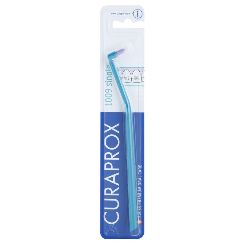 Curaprox Single 1009 Single Tuft Toothbrush for Braces, blue with ...